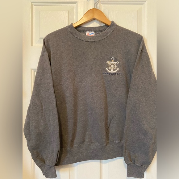 Hanes | Shirts | Vintage Newport Ri Anchor Embroidered Sweatshirt Large ...